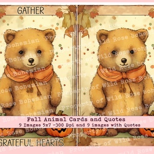 Fall Sentiments Printable Cute Animals, Fall Junk Journal Cards, Fall ...