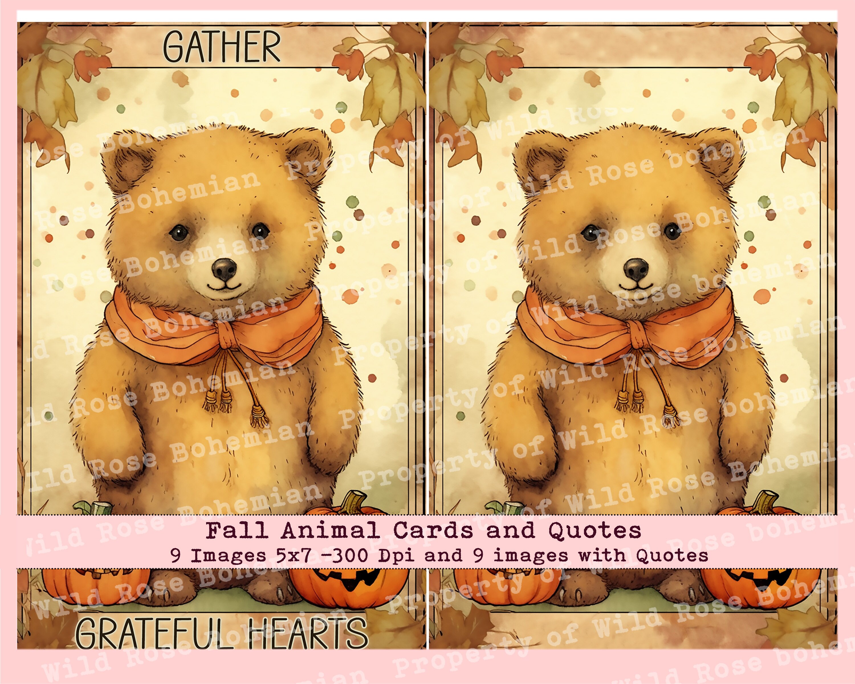 Fall Sentiments Printable Cute Animals Fall Junk Journal - Etsy