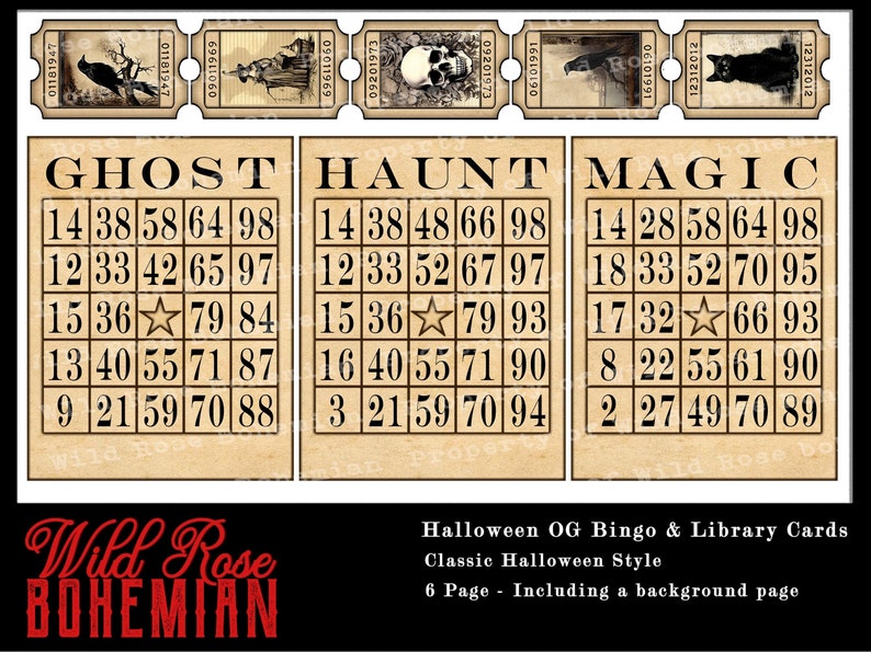 Halloween Ephemera, Halloween Bingo Cards, Halloween Junk Journal Kit ...