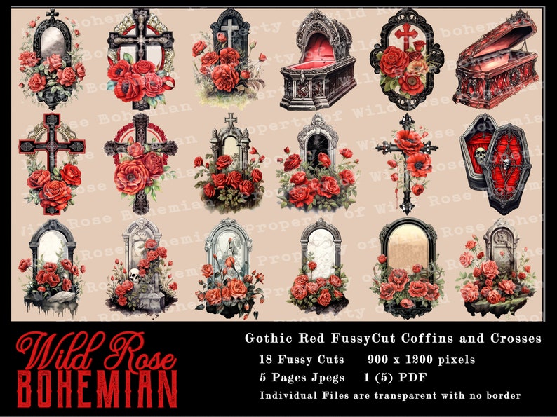 Gothic Bundle, Hallowen Bundle, Gothic Red Huge Bundle,gothic Red Junk ...