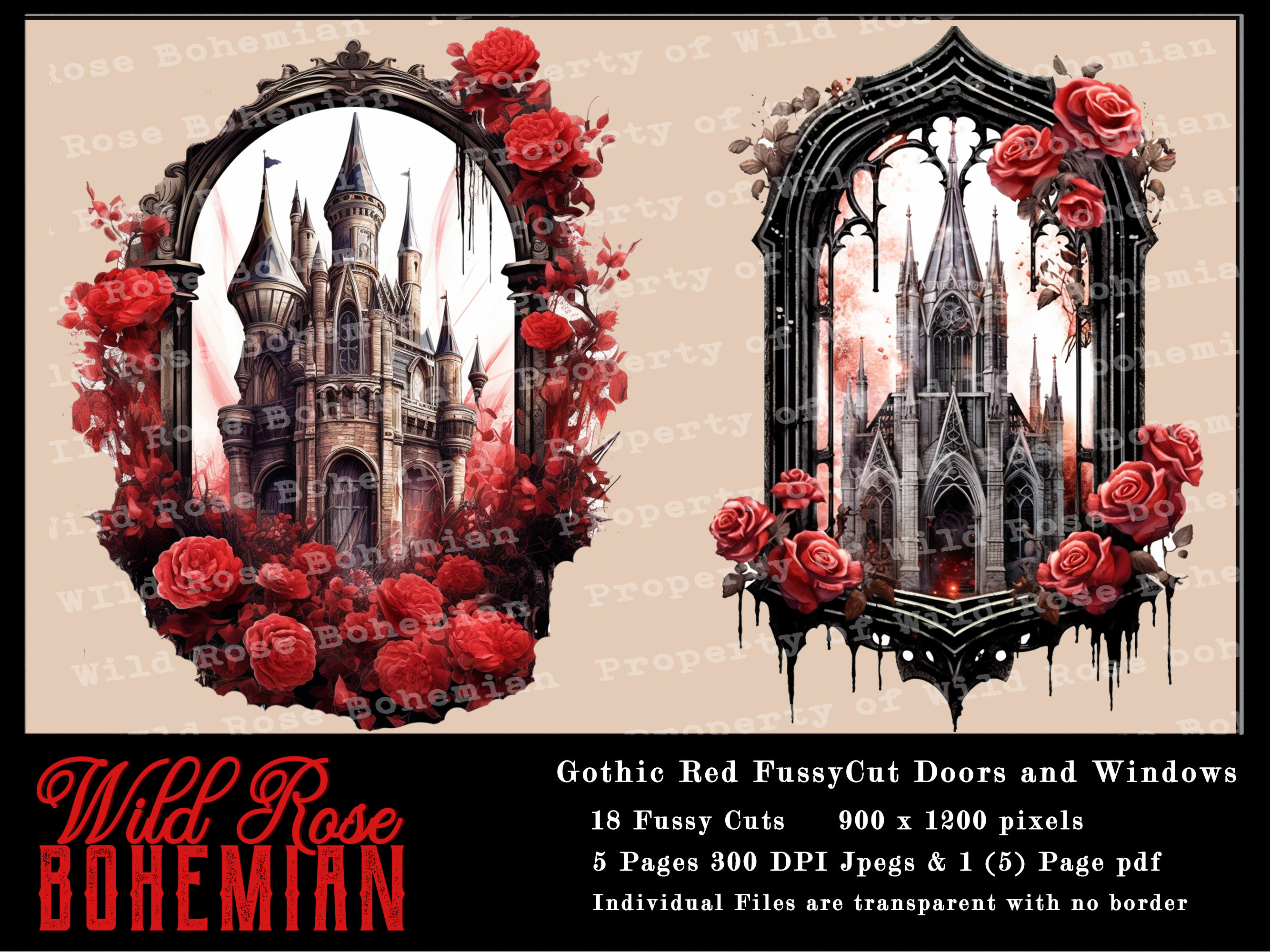Vampire Castle Doors Gothic Clipart, Gothic Door Graphics, Gothic Fussy ...