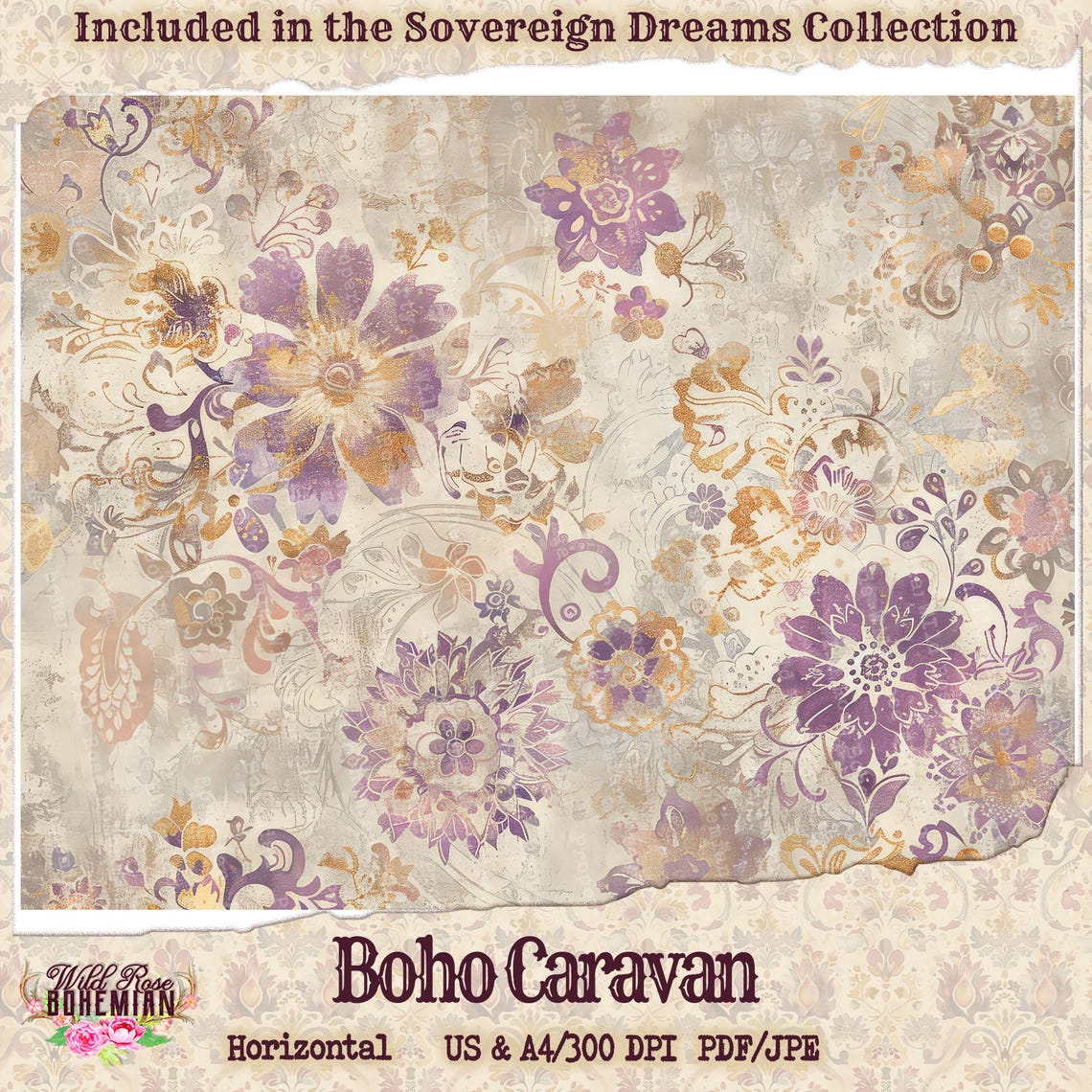 Boho Caravan Art Paper, Bohemian Art Fodder for Artists and Journal ...