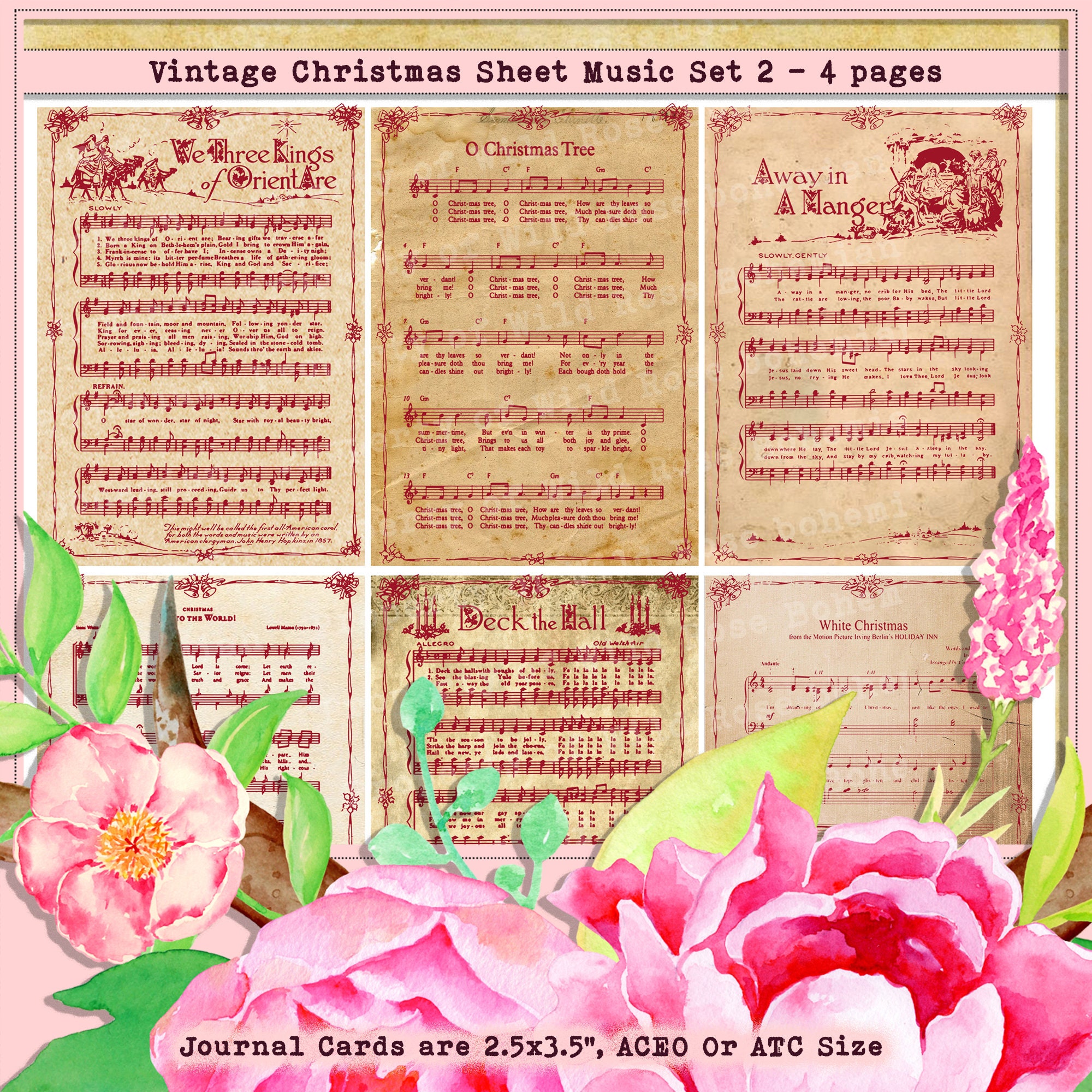 Christmas Sheet Music, Christmas Ephemera, Printable Sheet Music ...