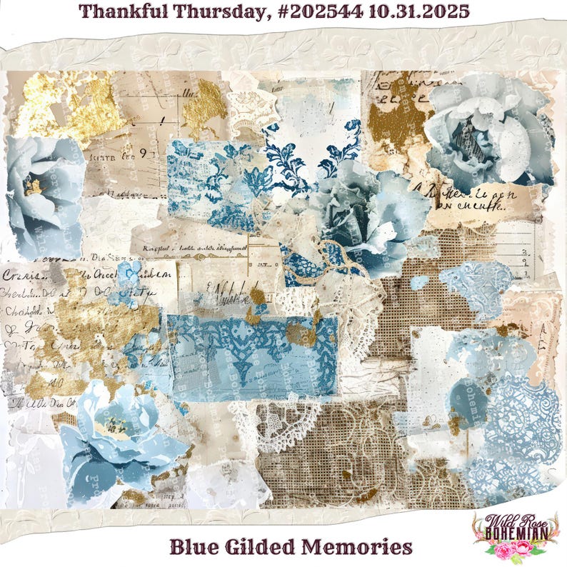 French Gilded Burlap Blue Printable Paper: Antique Ephemera for Junk ...