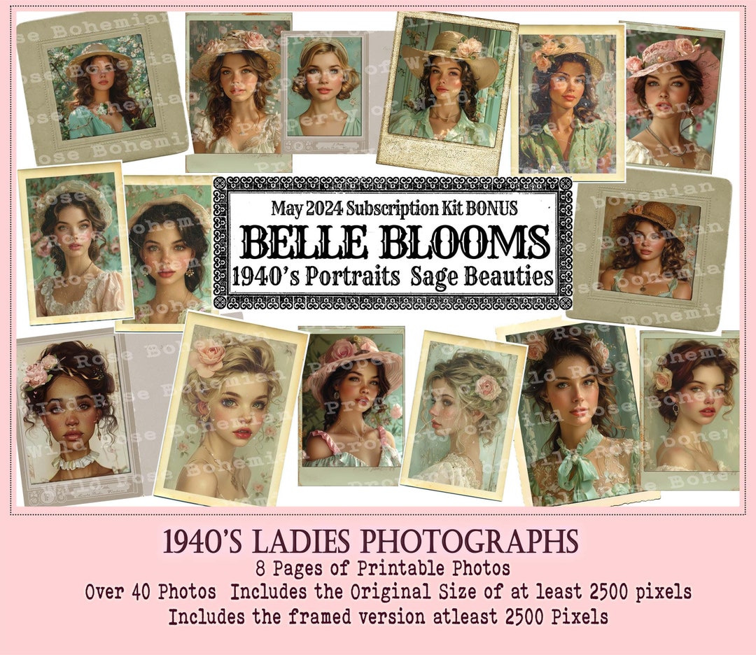 1940 Beauties, Printable Retro Photo Beauty Ephemera, 1940 Women ...