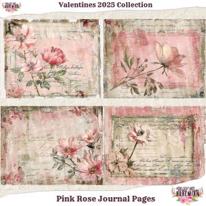 Pink Rose Floral Digital Printable, Printable French Pink Paper, Wild ...