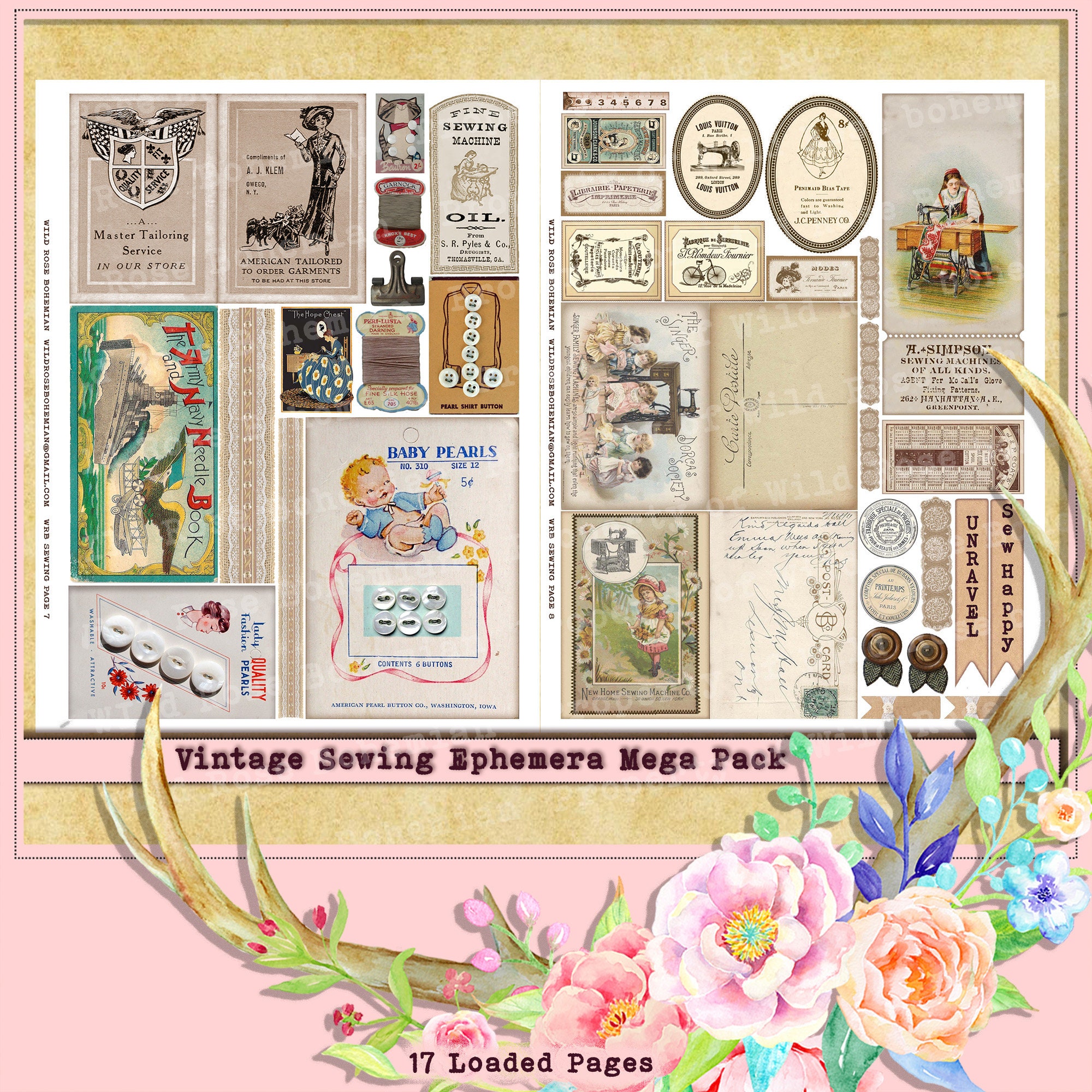 Vintage Sewing Ephemera Sewing Junk Journal Ephemera Sewing - Etsy