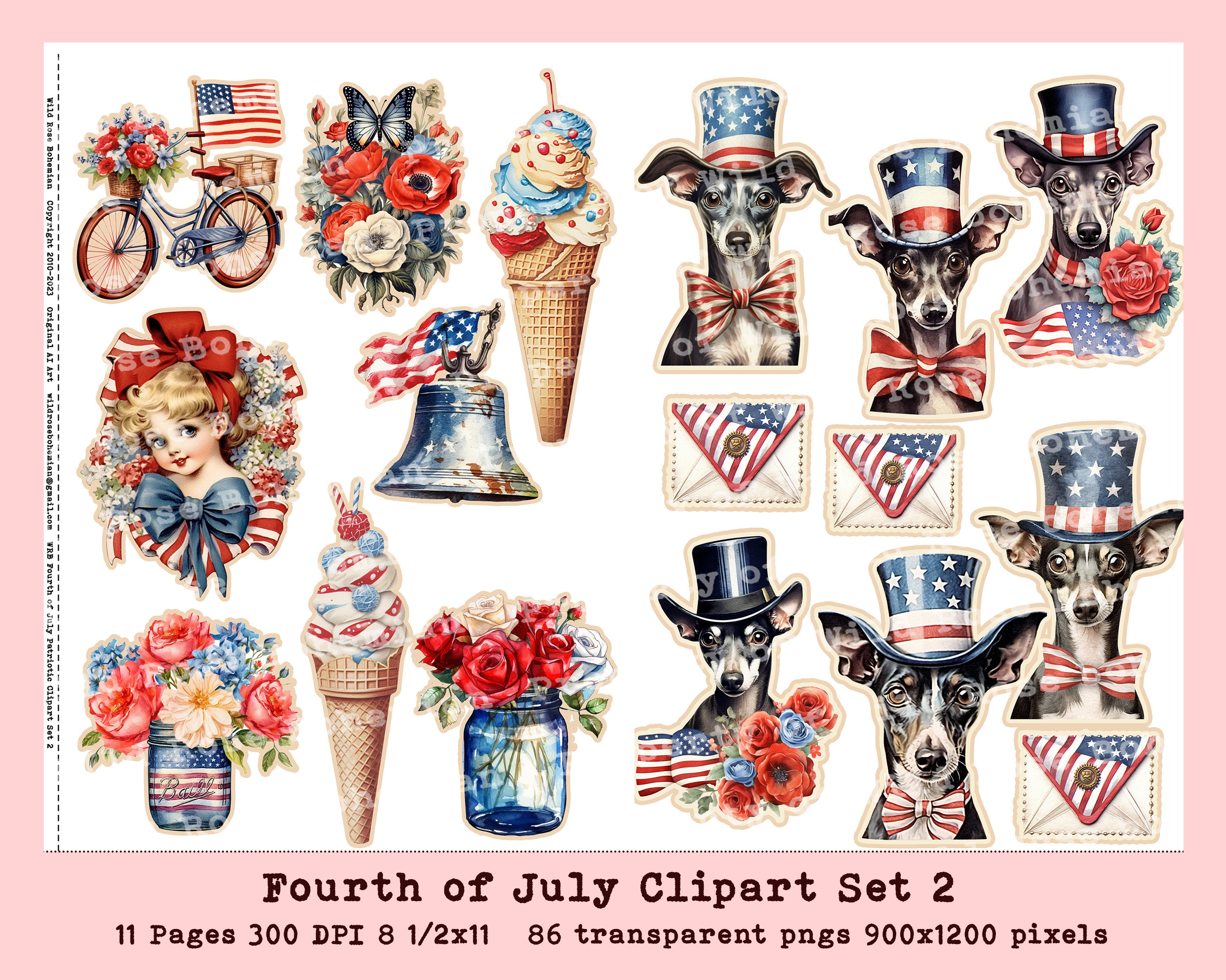 Independence Day Clipart Patriotic PNG Fourth of July Fussy - Etsy