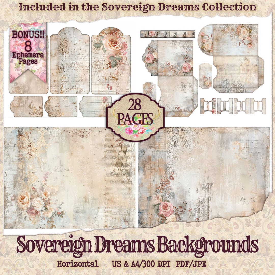 Bohemian Scrapbooking Journal Kit, Basic Junk Journal Kit, Vintage Boho ...