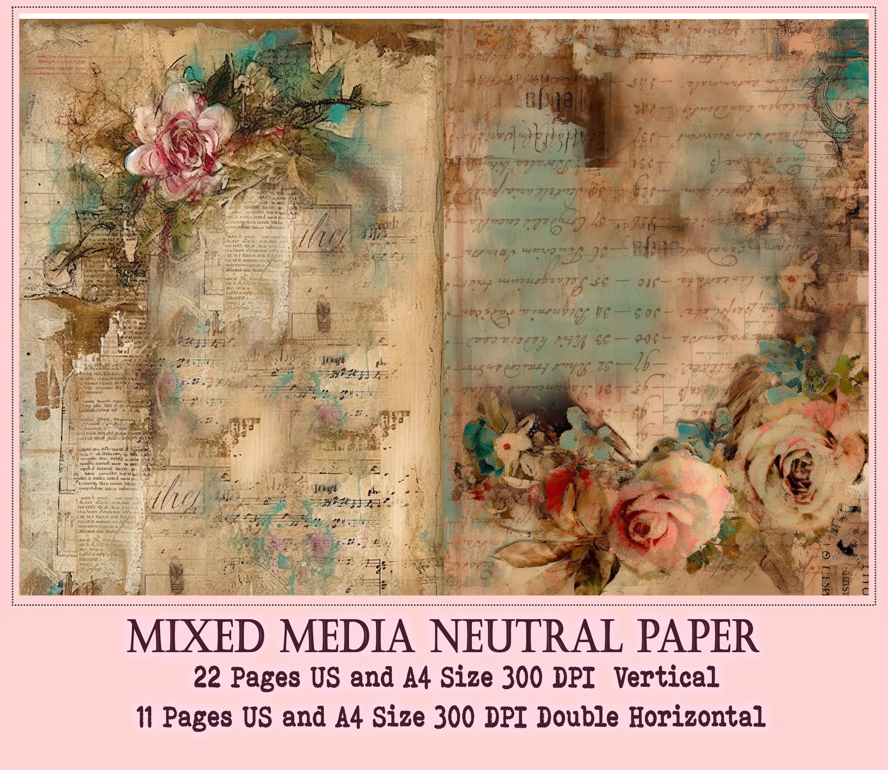 Mixed Media Printable Paper: Junk Journal Kit (digital Download) - Etsy