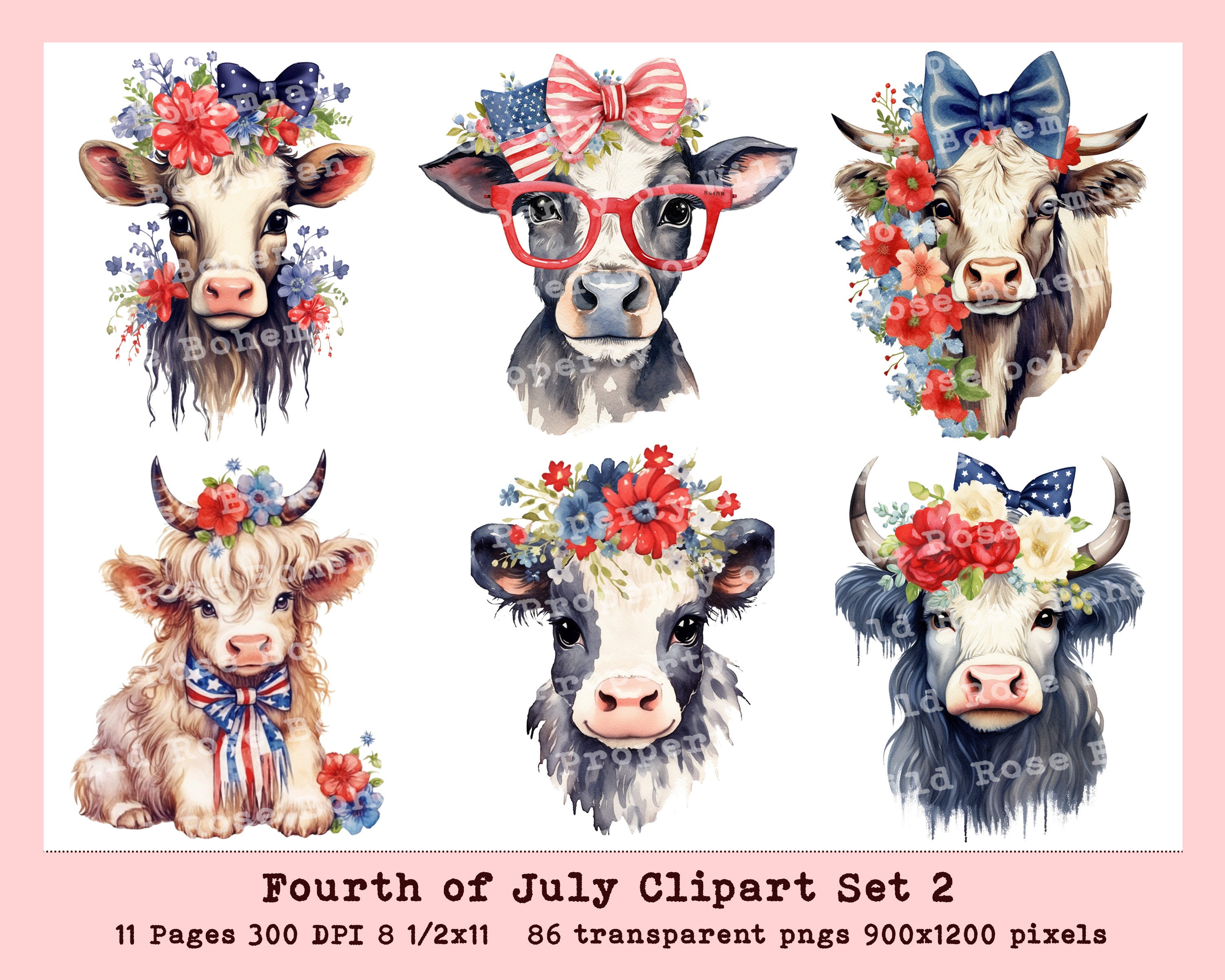 Independence Day Clipart Patriotic PNG Fourth of July Fussy - Etsy