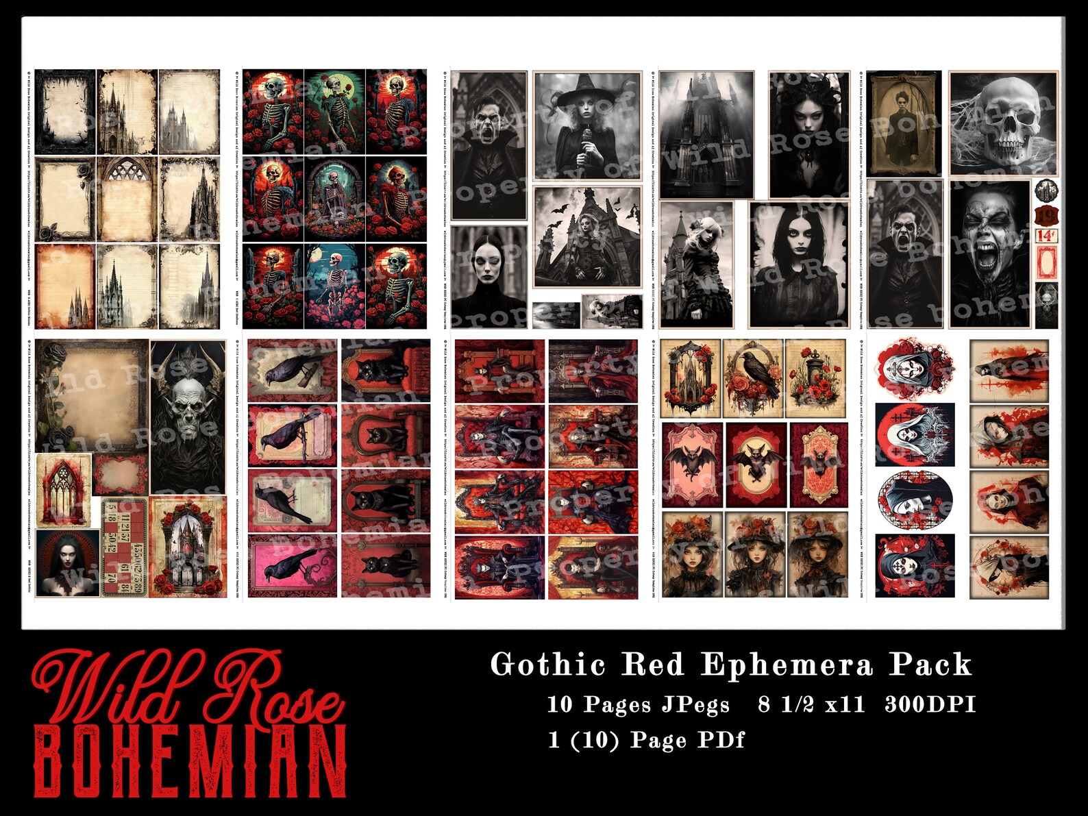 Gothic Bundle, Hallowen Bundle, Gothic Red Huge Bundle,gothic Red Junk ...