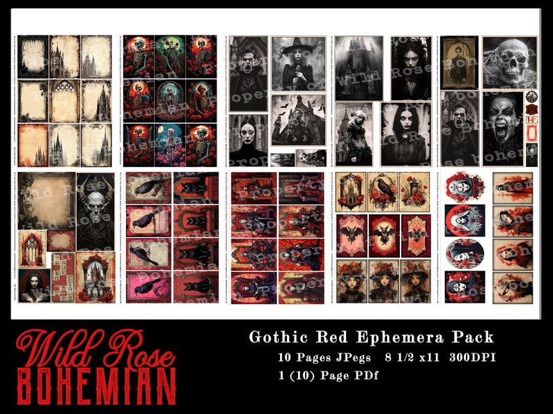 Gothic Bundle, Hallowen Bundle, Gothic Red Huge Bundle,gothic Red Junk ...