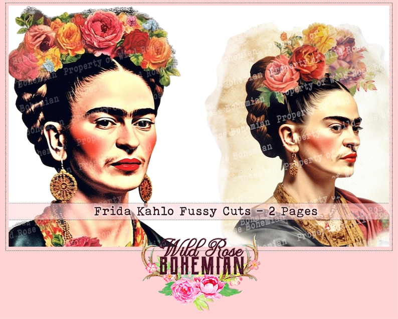 Frida Kahlo Clipart, Frida Kahlo Fussy Cut, Frida Kahlo Stickers, Frida ...