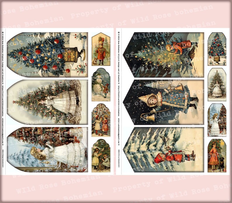 17 Vintage Christmas Gift Tags, Victorian Christmas Hang Tag Ephemera ...