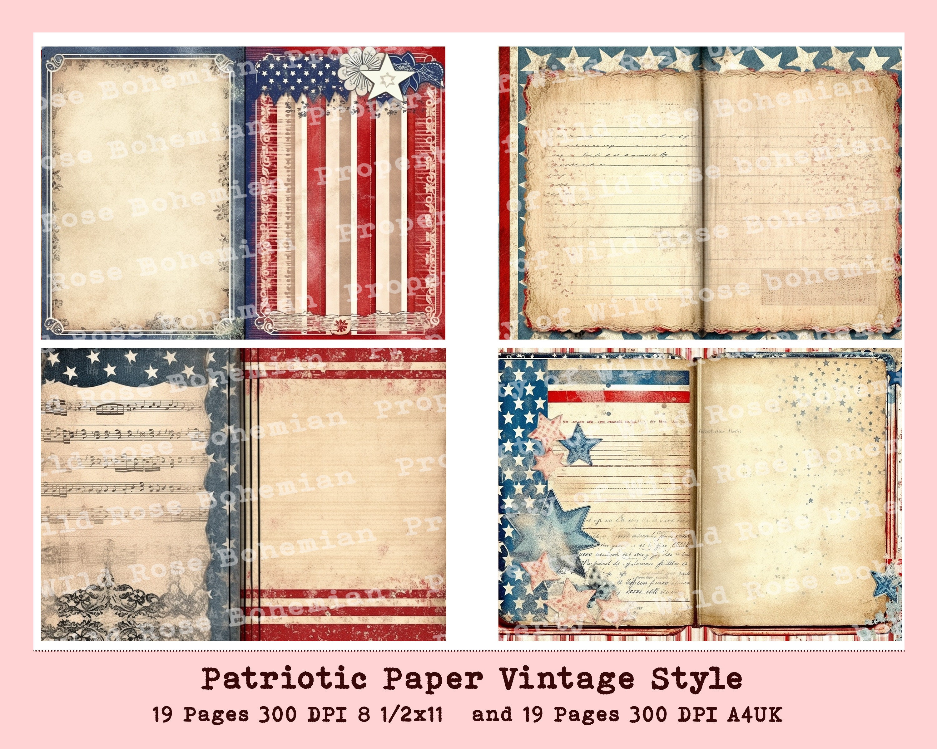 Patriotic Vintage Style Paper Fourth of July Paper Vintage - Etsy