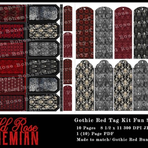 Halloween Gothic Hang Tag Kit, Classic, Gothic Ephemera, Black and Red ...
