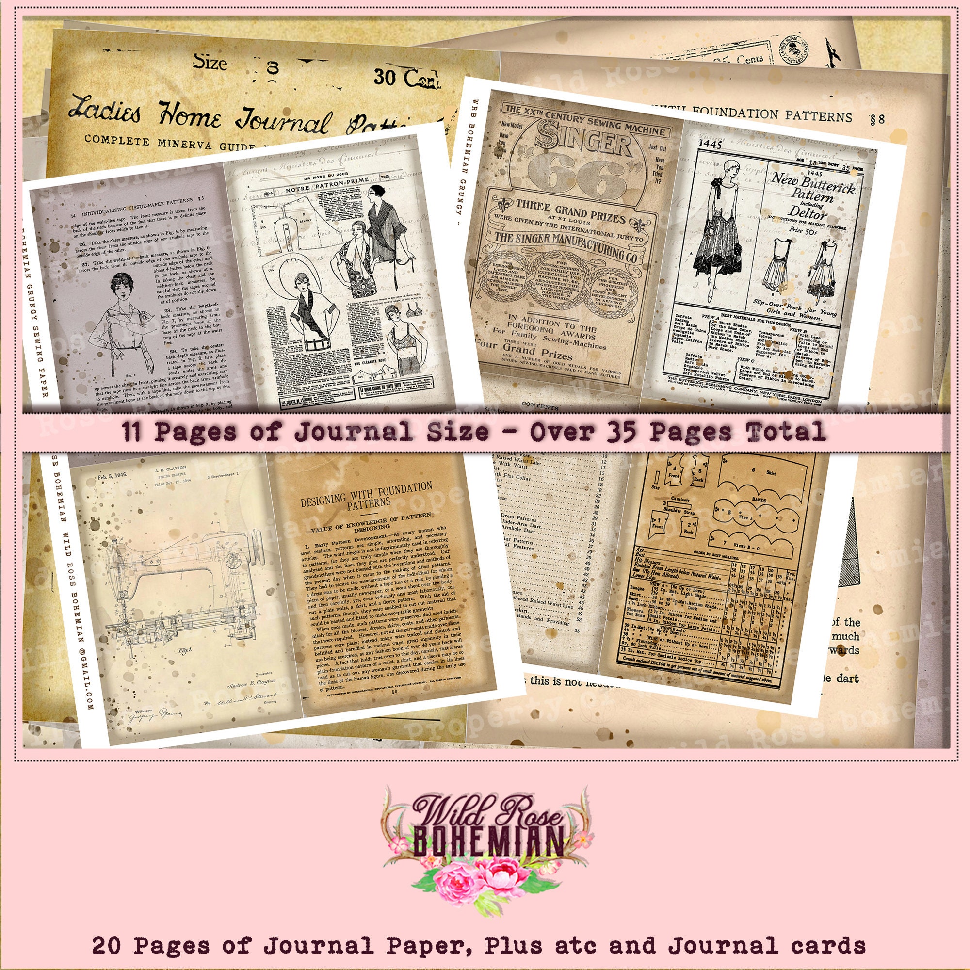 Sewing Paper Printable,sewing Journal Pages, Sewing Junk Journal, Kit ...