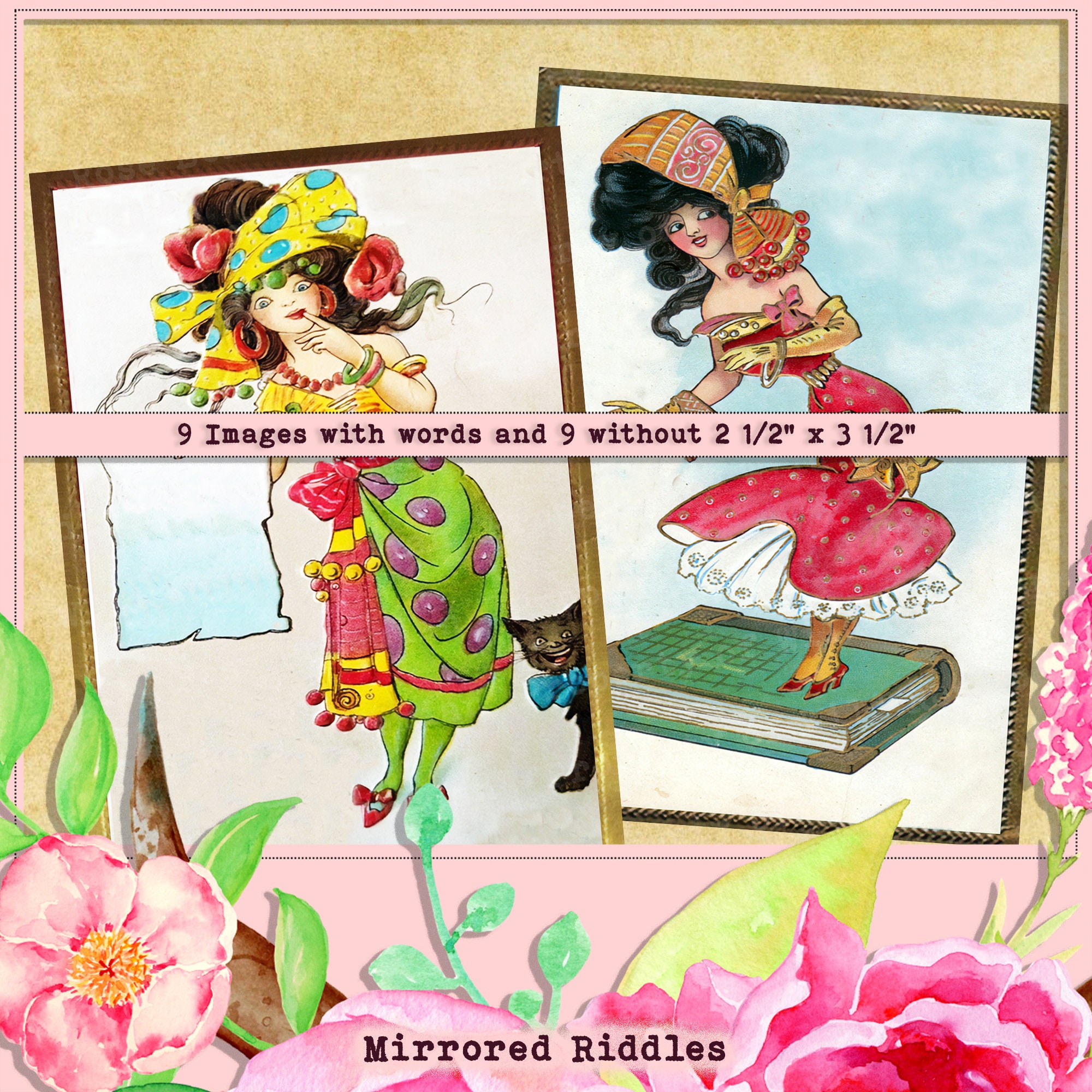 Fortune Teller Mirrored Riddle Printable Ephemera Vintage - Etsy