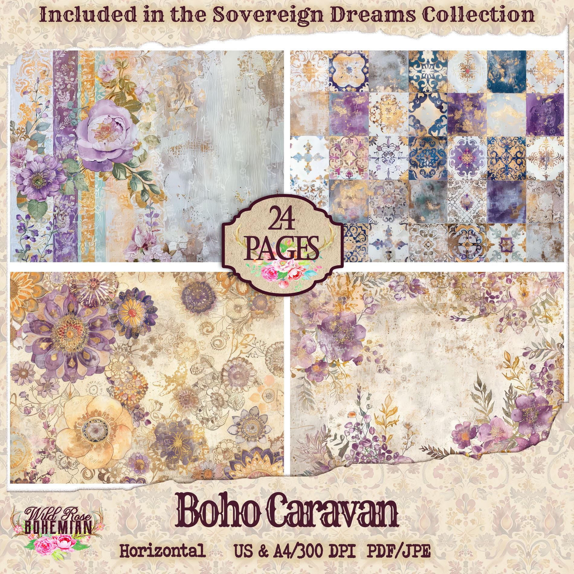 Boho Caravan Art Paper, Bohemian Art Fodder for Artists and Journal ...