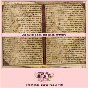 Printable Quote Pages, Journal Pages, Junk Journal, Kit, Printable ...