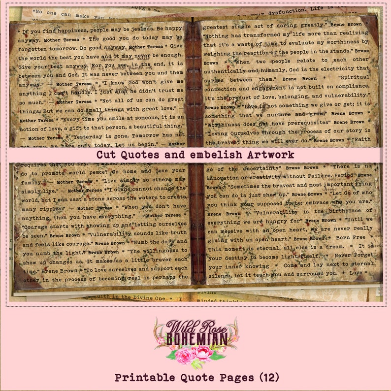 Printable Quote Pages, Journal Pages, Junk Journal, Kit, Printable ...