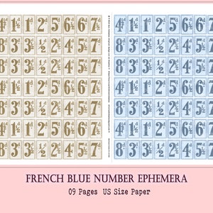 Number Labels, Vintage Number Label Ephemera, French Blue Numbers ...