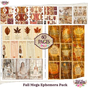 Fall Vintage Ephemera Kit: Printable Autumn Antique Junk Journal Kit ...