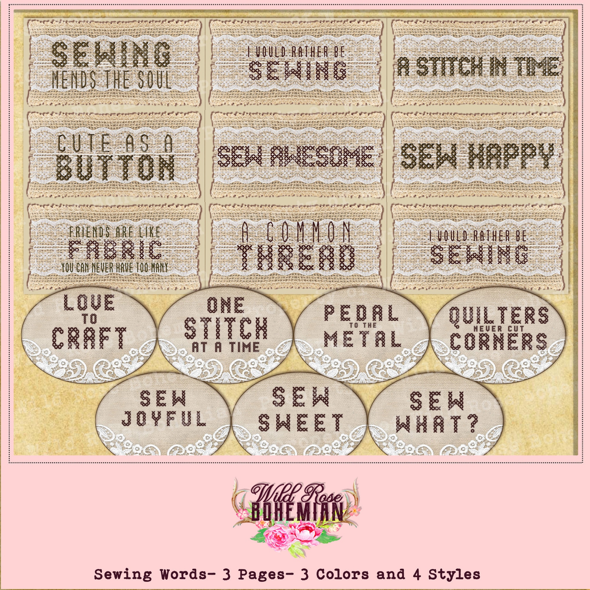 Sewing Word Sentiments Sew Words Sentiments Printable Sewing - Etsy
