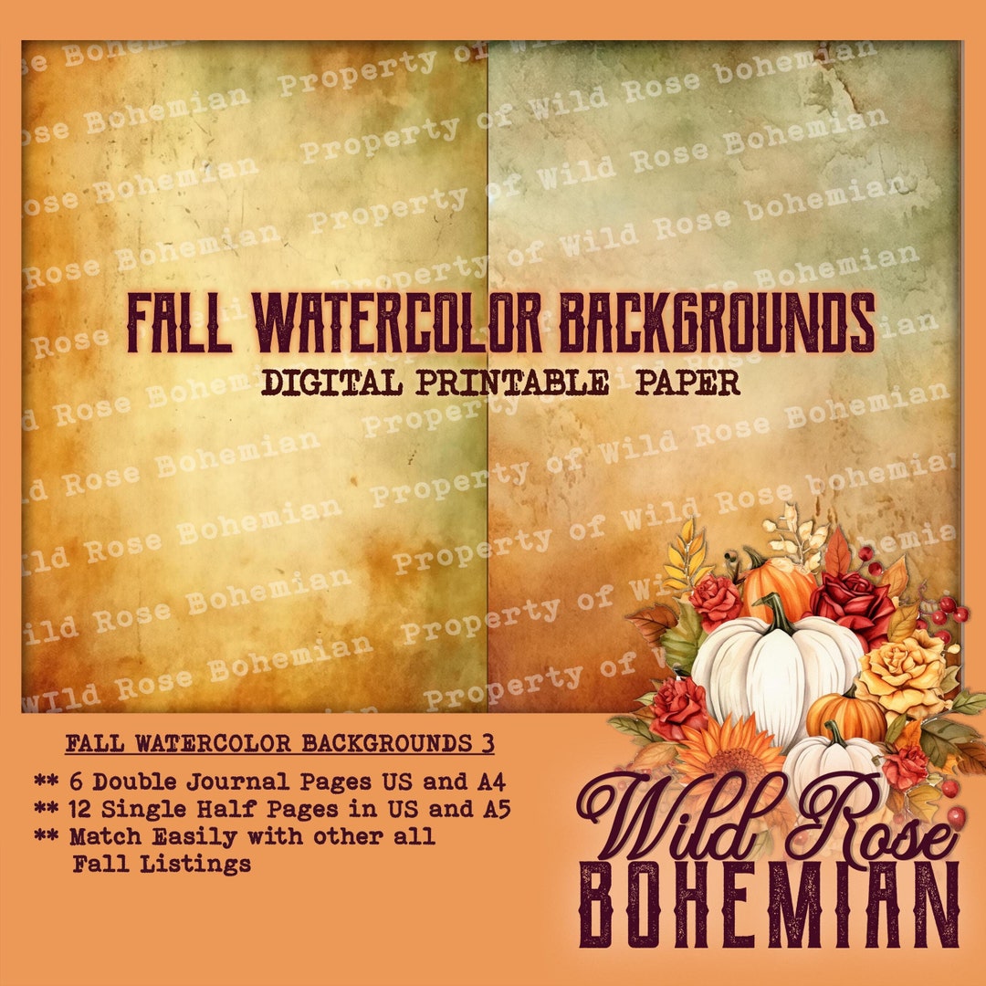 Fall Watercolor Digital Paper: Journal Backgrounds (digital Download ...