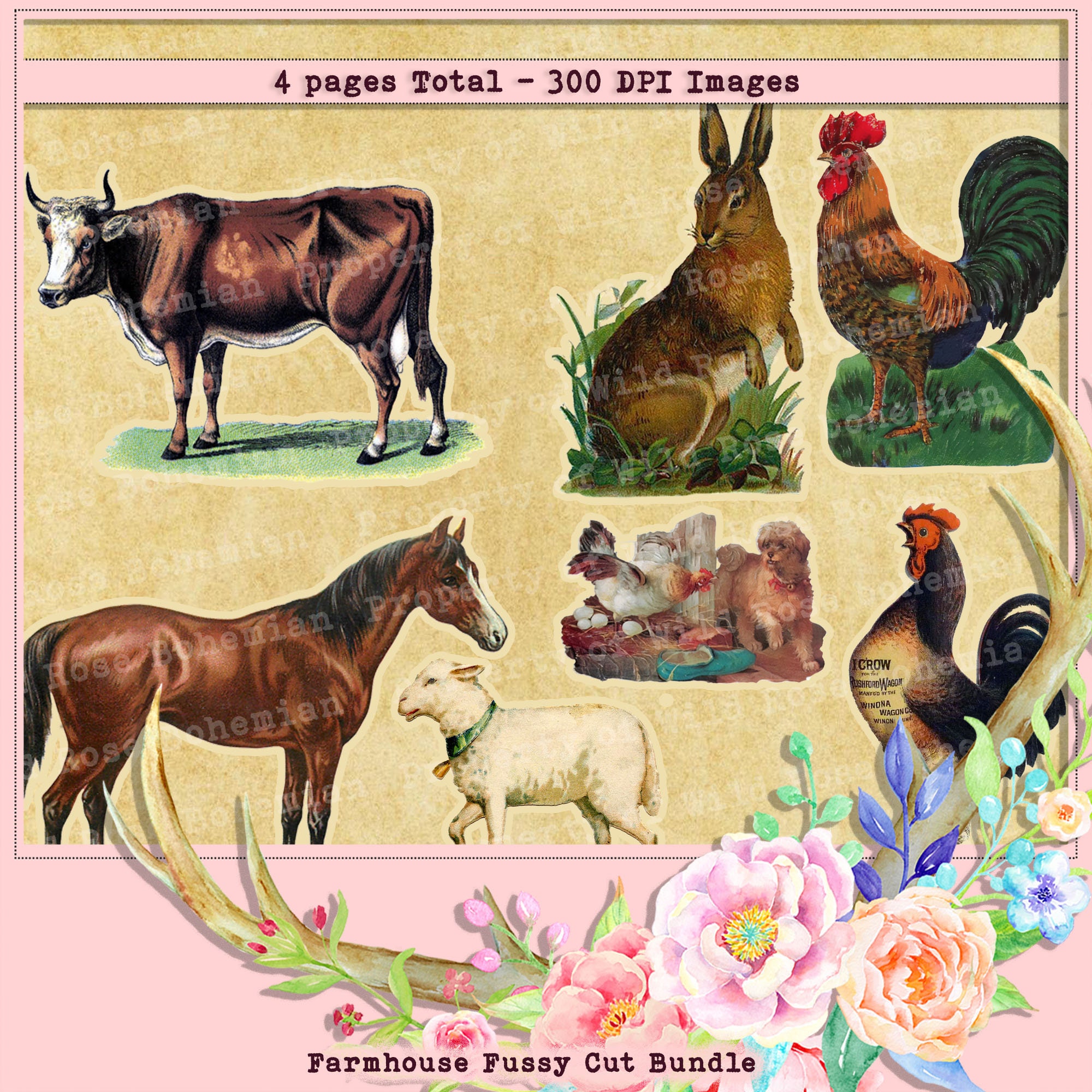 Farm Clipart Farm Animal Graphics or Stickers for Junk - Etsy