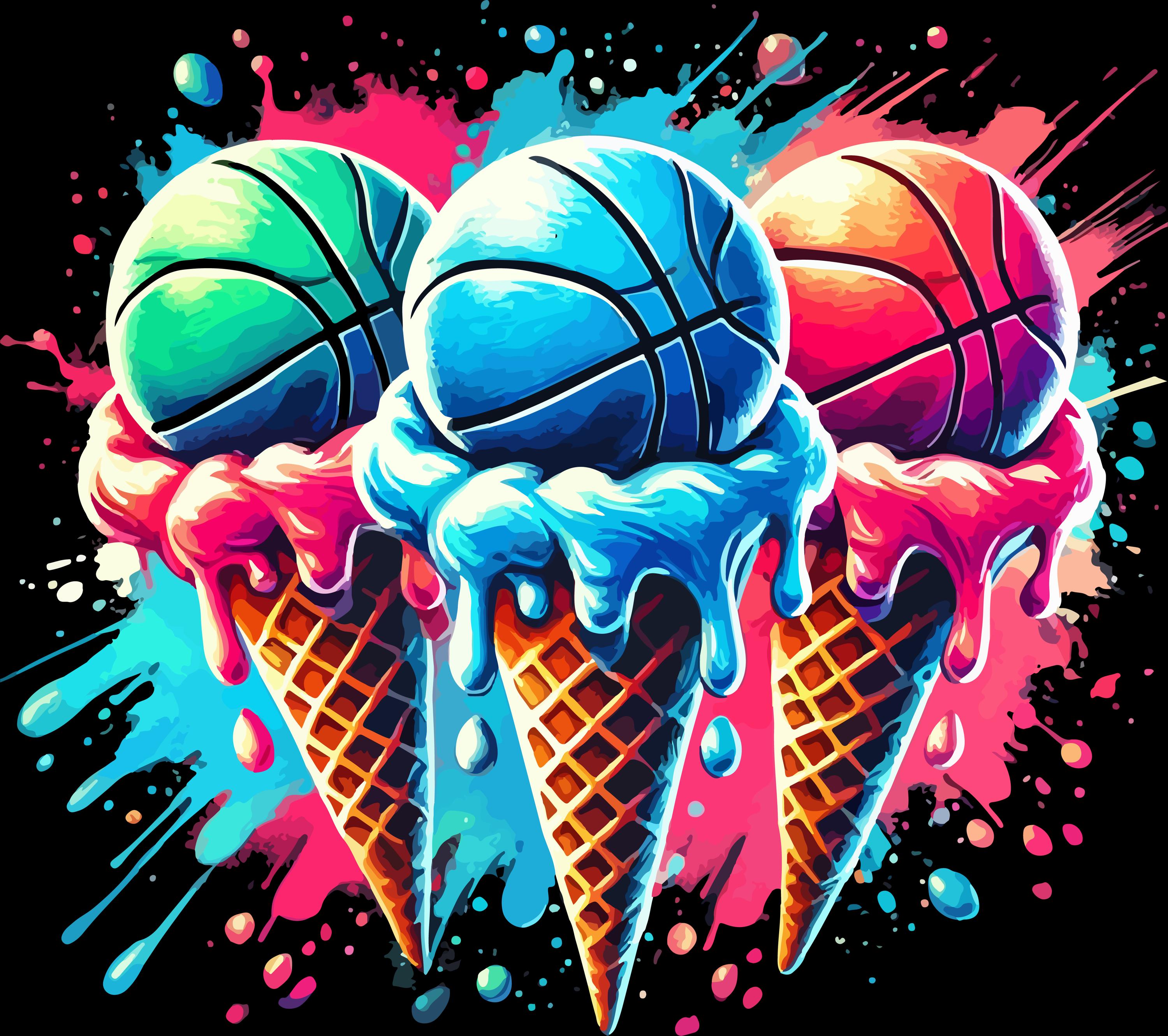 Basketball Ice Cream Sports Ice Cream Cone Clipart Basketball Summer ...