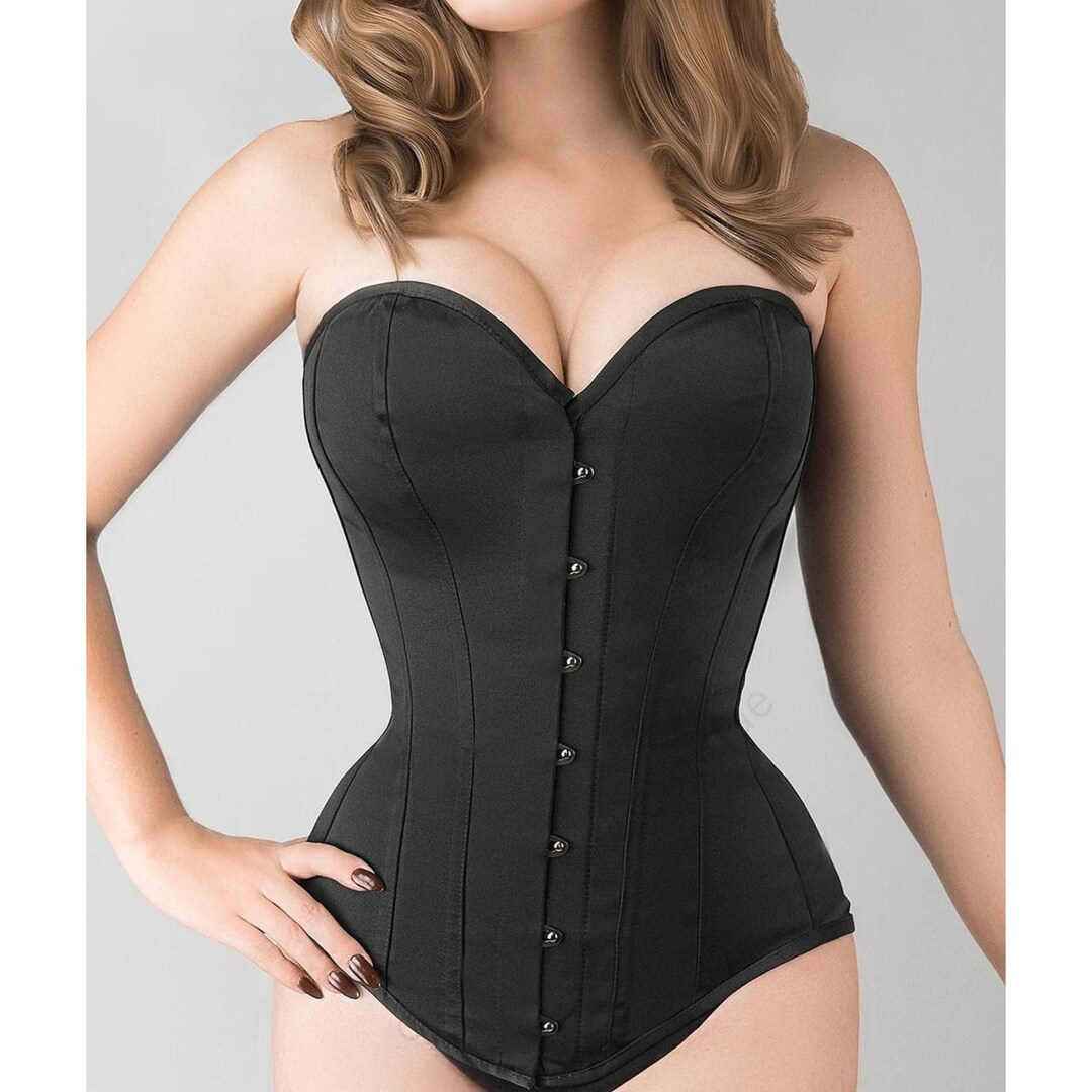 Queen Longline Satin Overbust Steel Boned Corset Heavy Duty Etsy