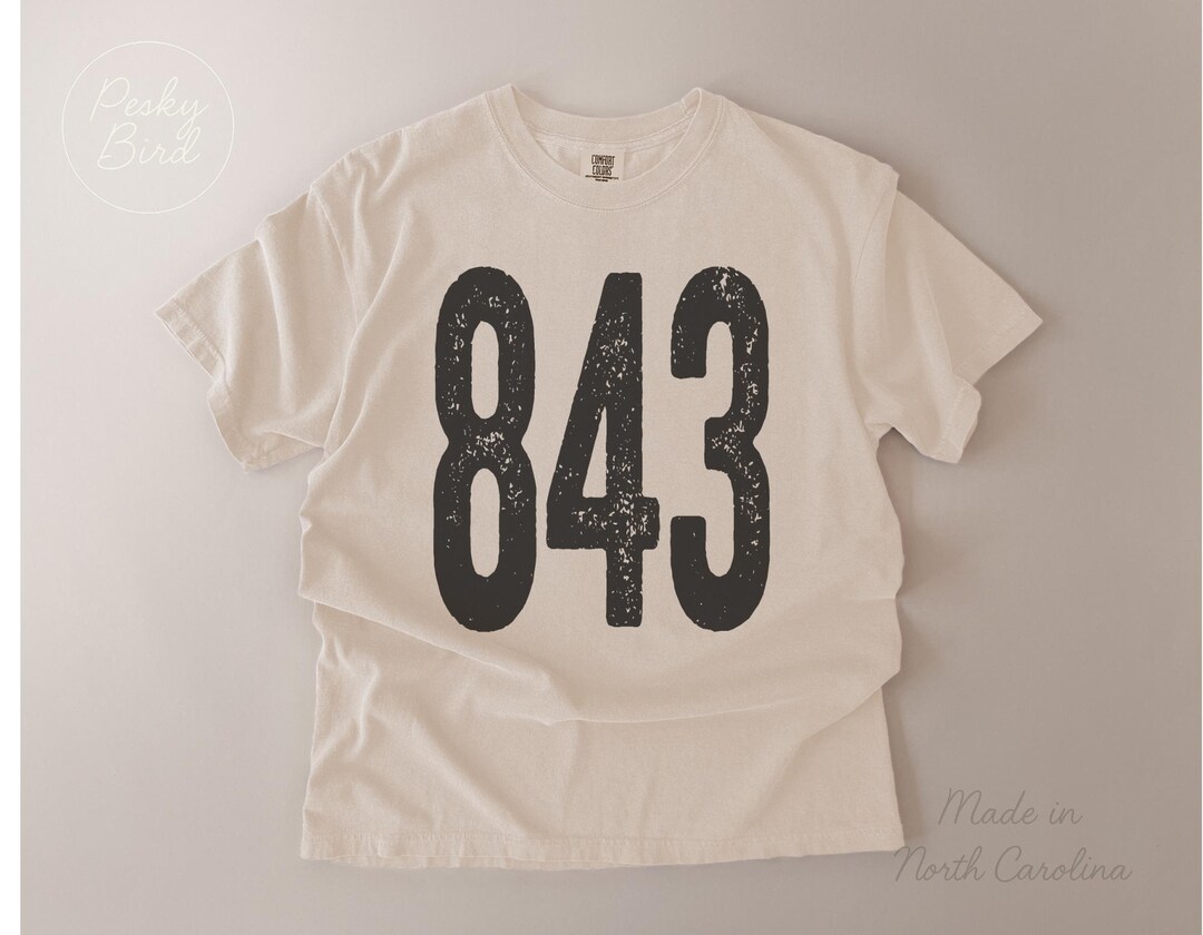 843 Area Code Comfort Colors® Tee Charleston, SC Graphic Tee - Etsy
