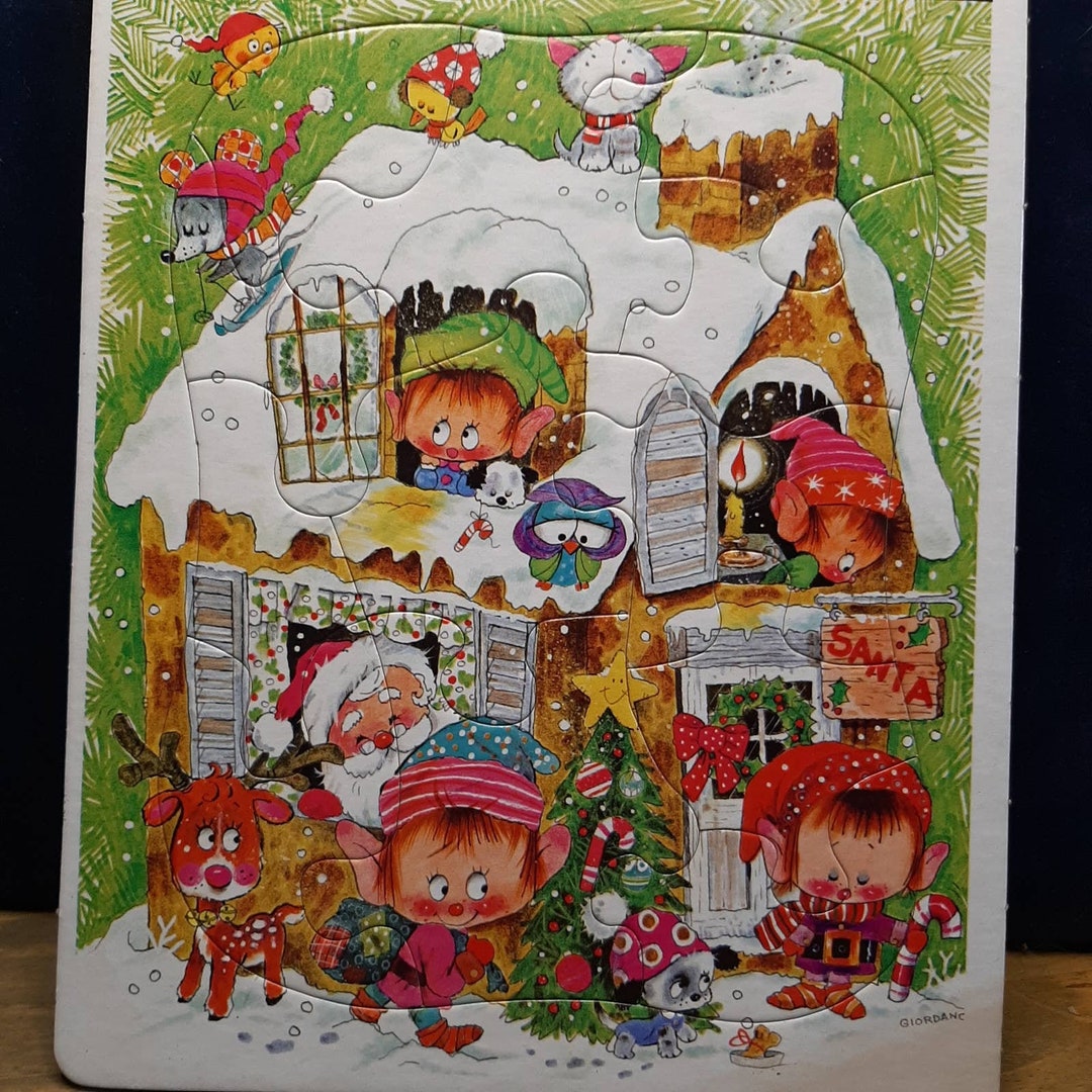 1974 Vintage Whitman Frame Tray Puzzle Santa's House 4505B-02 ELF ...