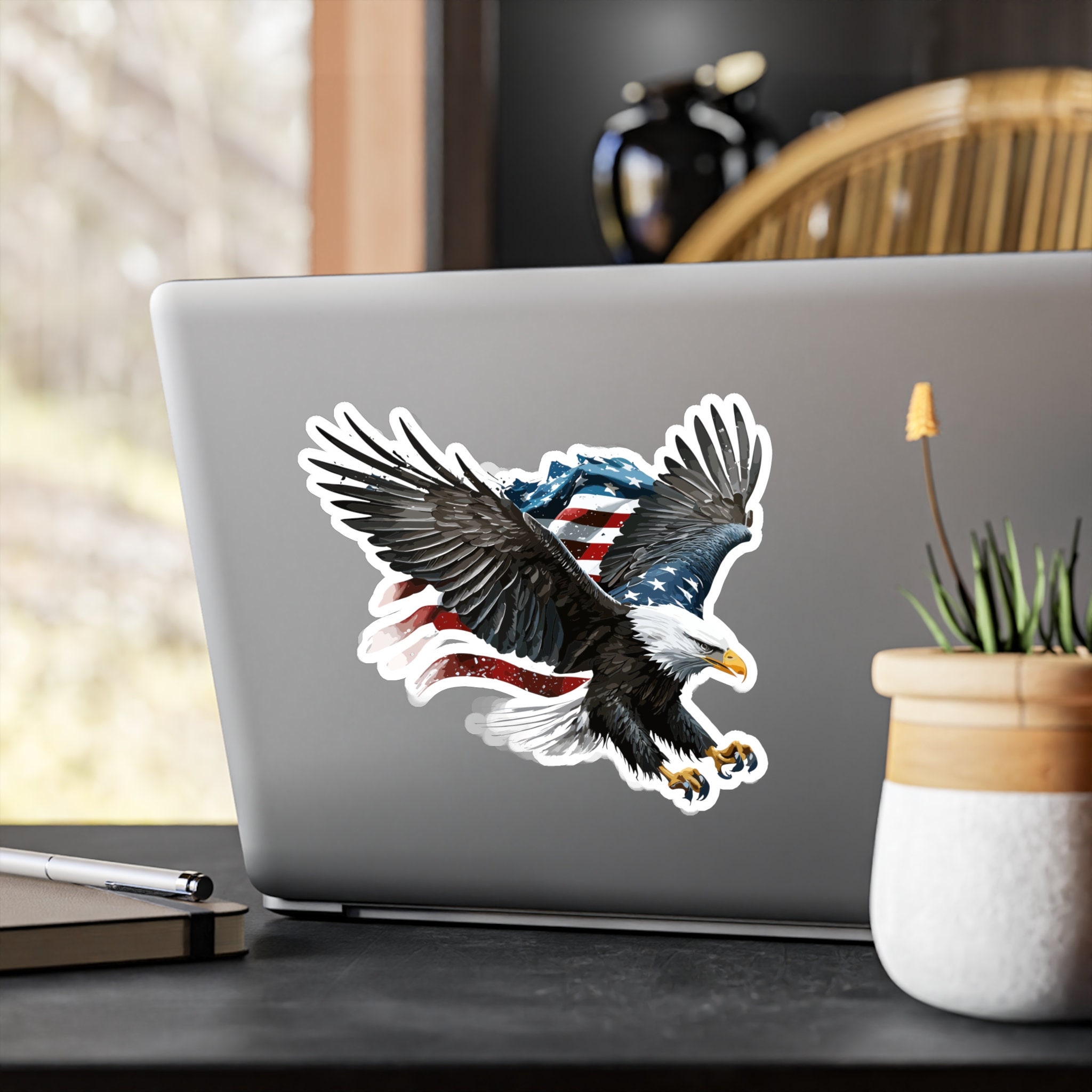 Patriotic American Eagle Decal Sticker | Bald Eagle Decal | Kiss-cut ...