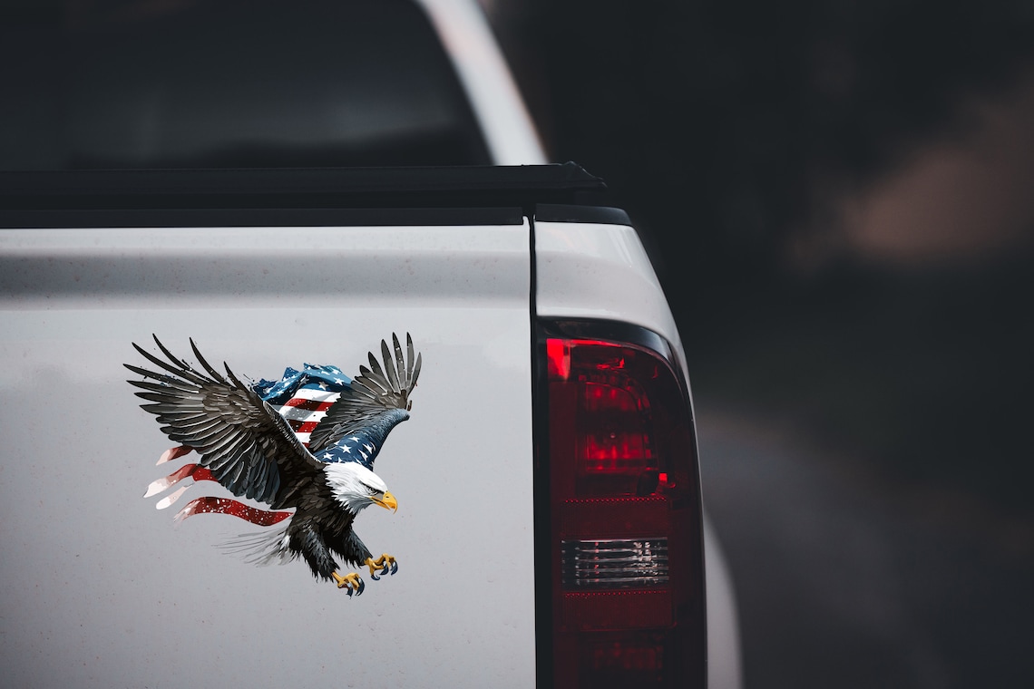Patriotic American Eagle Decal Sticker | Bald Eagle Decal | Kiss-cut ...