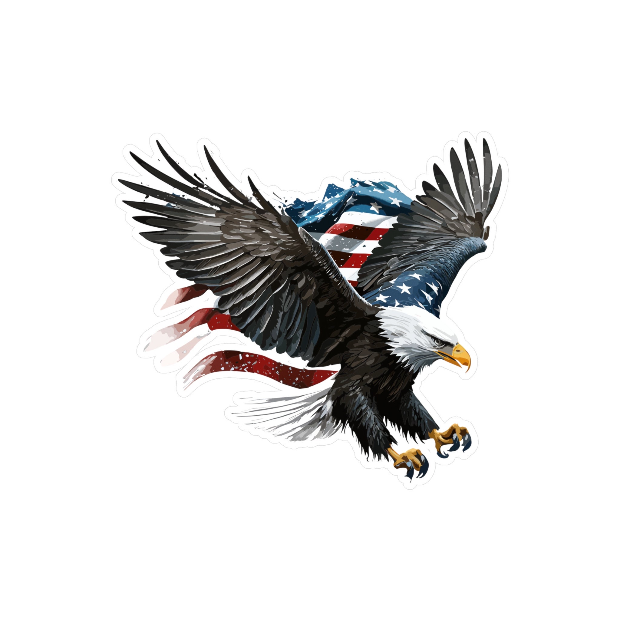 Patriotic American Eagle Decal Sticker | Bald Eagle Decal | Kiss-cut ...