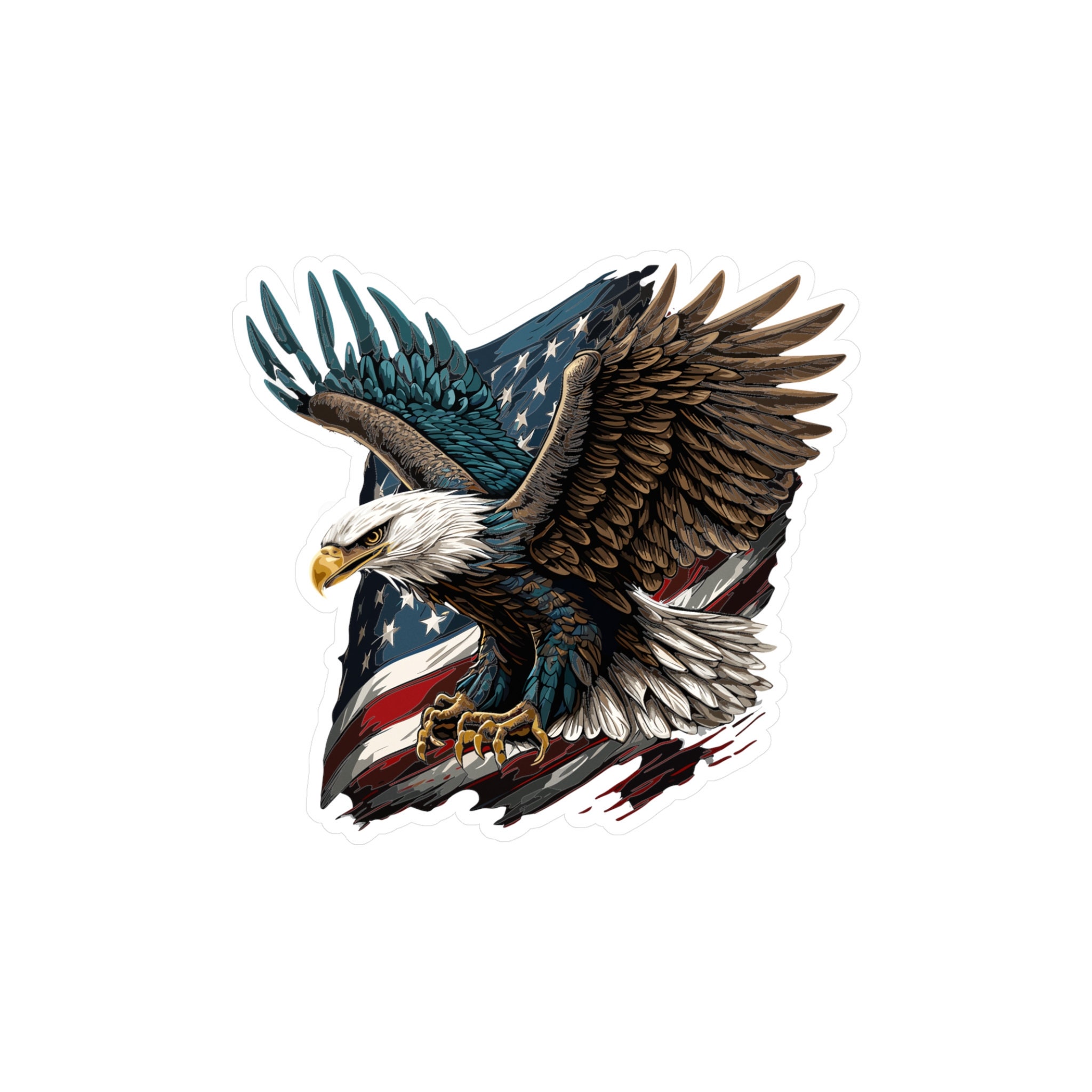 Patriotic Eagle Kiss-cut Vinyl Decal Eagle Sticker - Etsy
