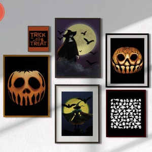 Gallery Wall Set of 6 Prints, Halloween Poster, Halloween Wall Set ...