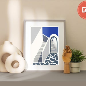 Printable Wall Art, Greece Poster, Minimalist Mediterranean, Digital ...