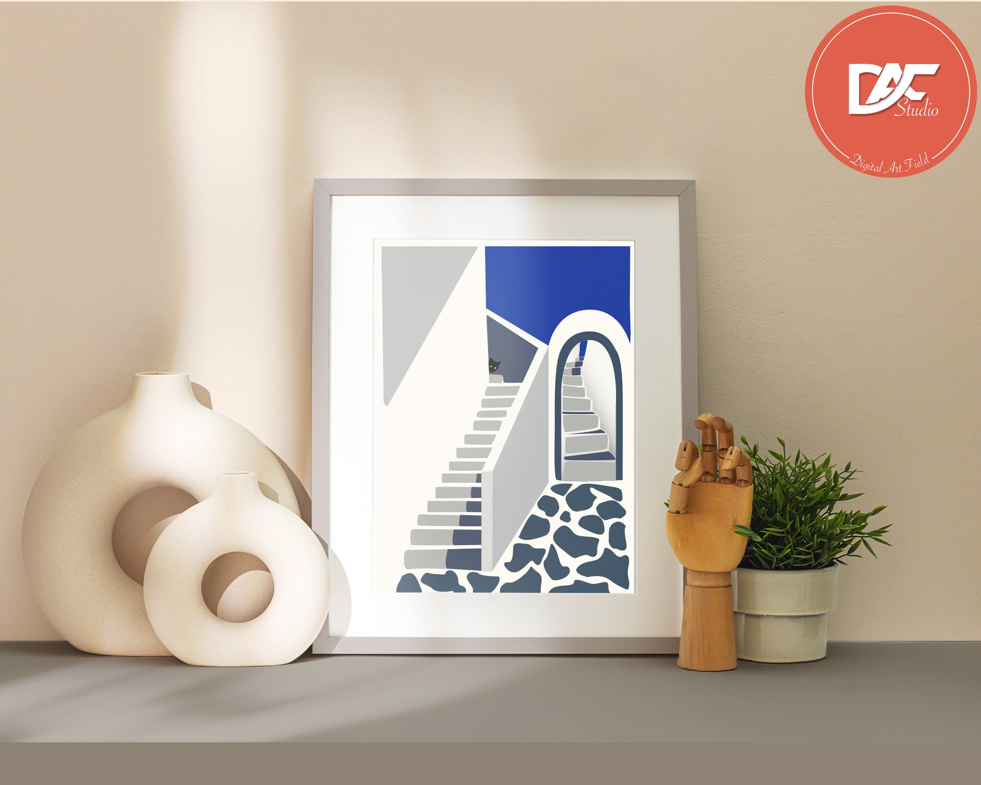 Printable Wall Art, Greece Poster, Minimalist Mediterranean, Digital ...