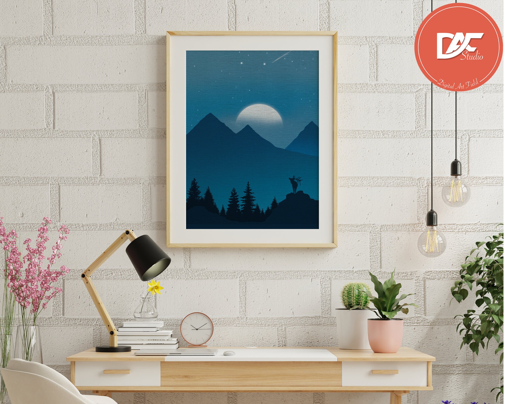 Printable Wall Art, Blue Moon Landscape Poster, Digital Download - Etsy