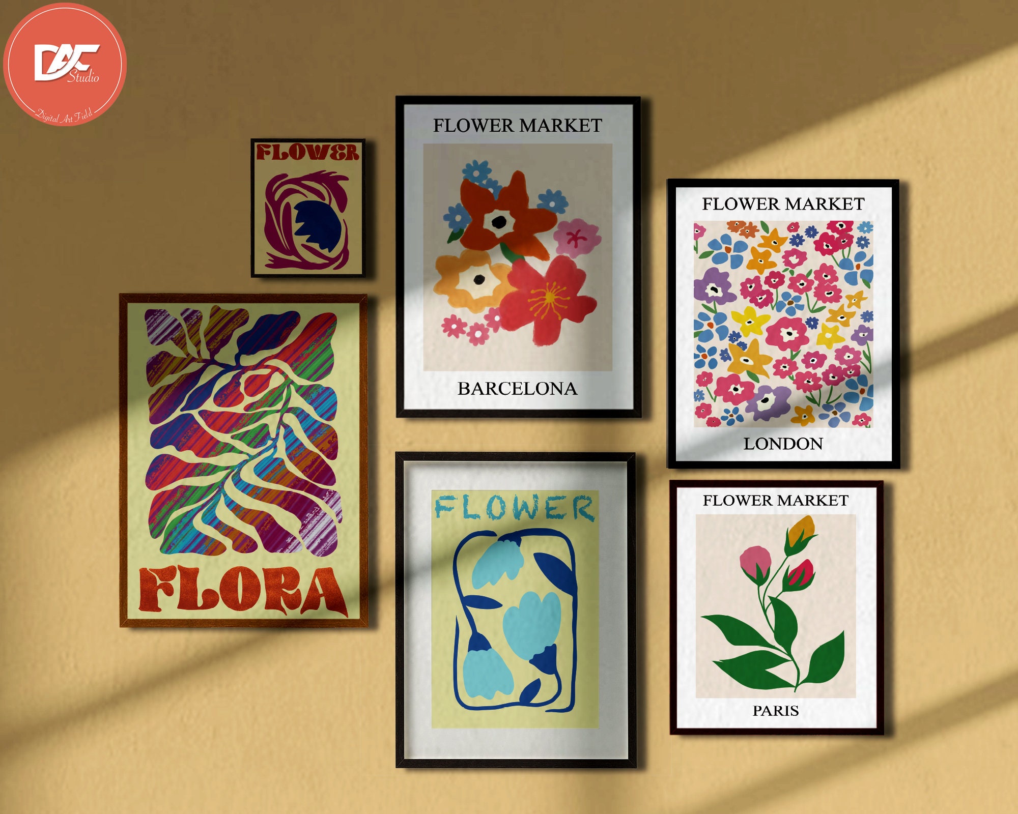 Gallery Wall Set of 6 Prints, Flower Market Poster, Flower Set of 6 ...