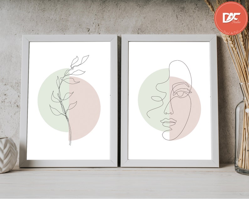 Printable Wall Art, Set of 2 Posters, Lineer Line Art Print Set ...