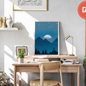 Printable Wall Art, Blue Moon Landscape Poster, Digital Download - Etsy