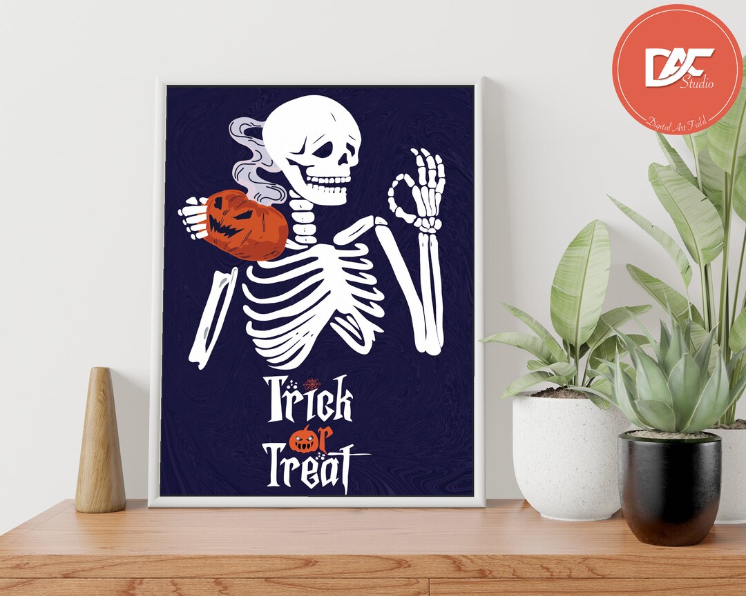 Halloween Poster, Trick or Treat Poster, Printable Wall Art, Digital ...