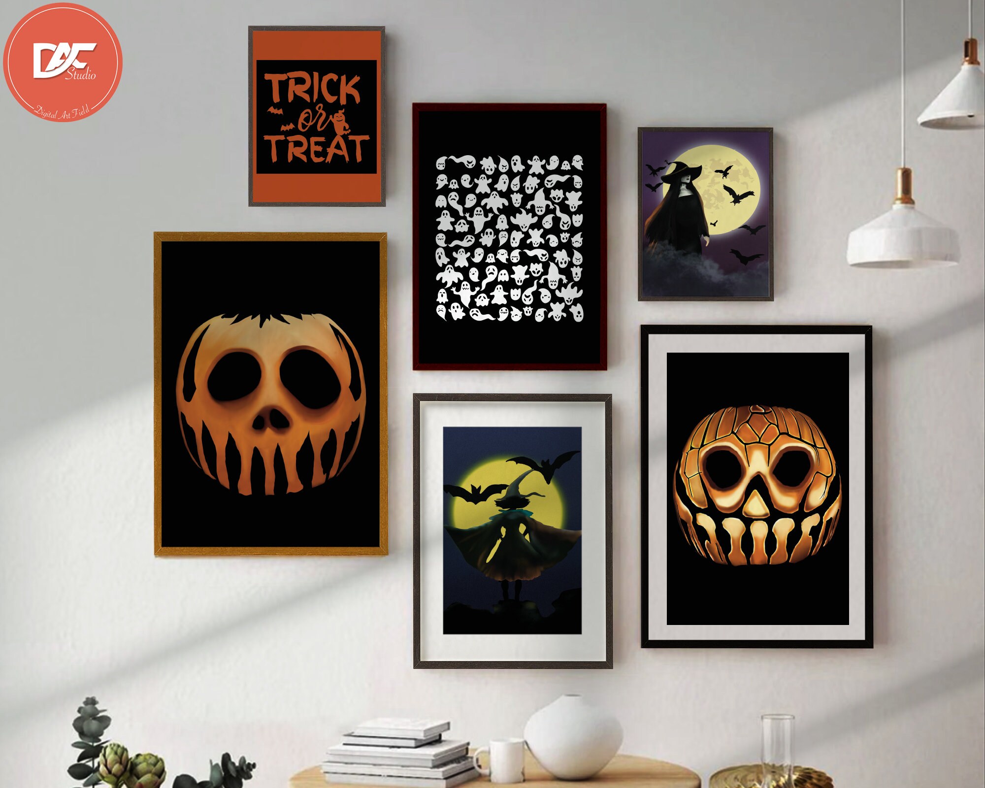 Gallery Wall Set of 6 Prints, Halloween Poster, Halloween Wall Set ...
