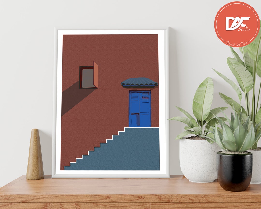 Printable Wall Art, Red Wall Poster, Minimalist Door Art, Digital Print ...