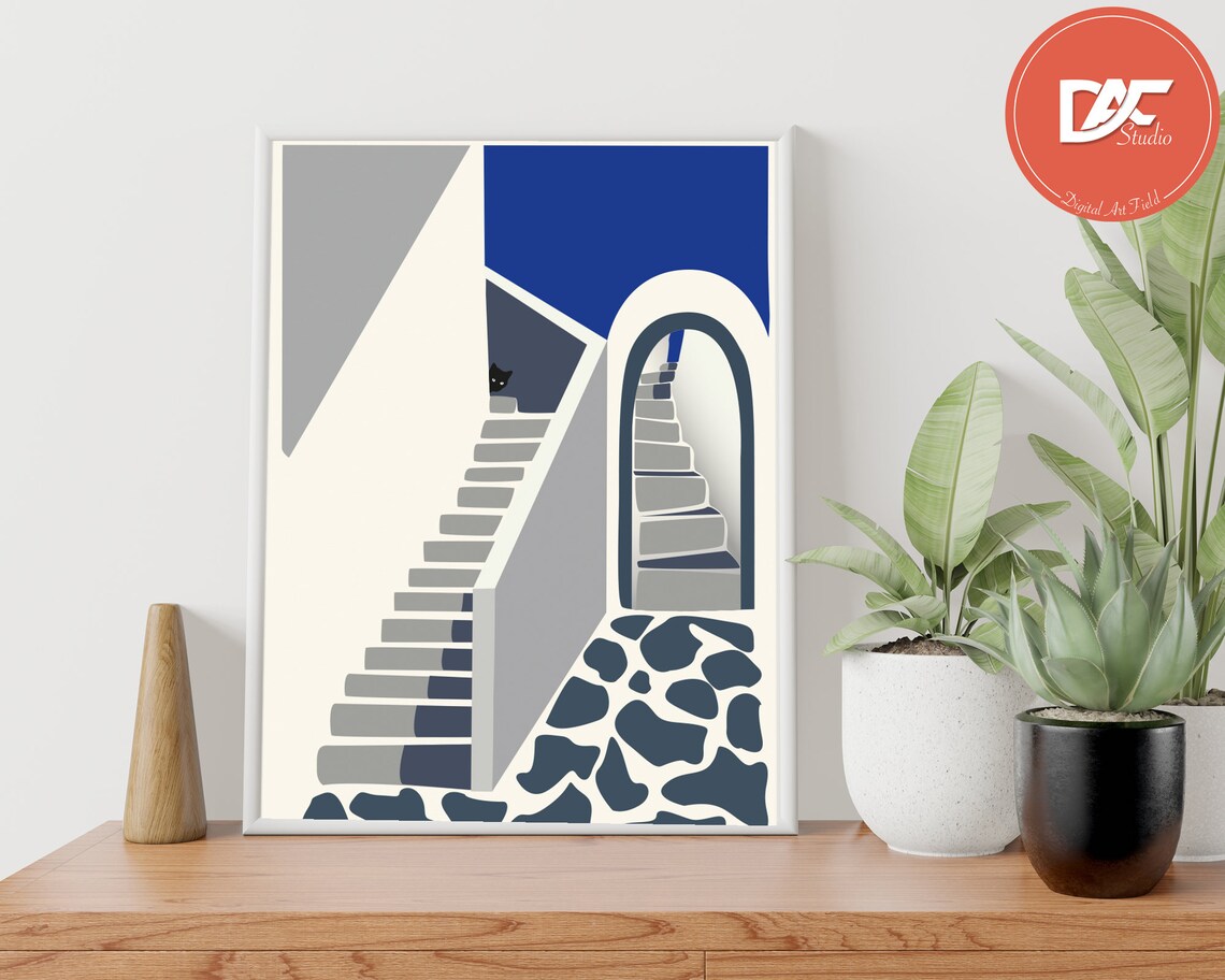 Printable Wall Art, Greece Poster, Minimalist Mediterranean, Digital ...